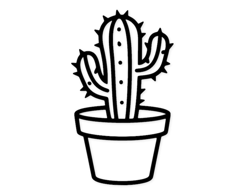 Cactus Svg Png: Bold Outline Design for Decor - Etsy
