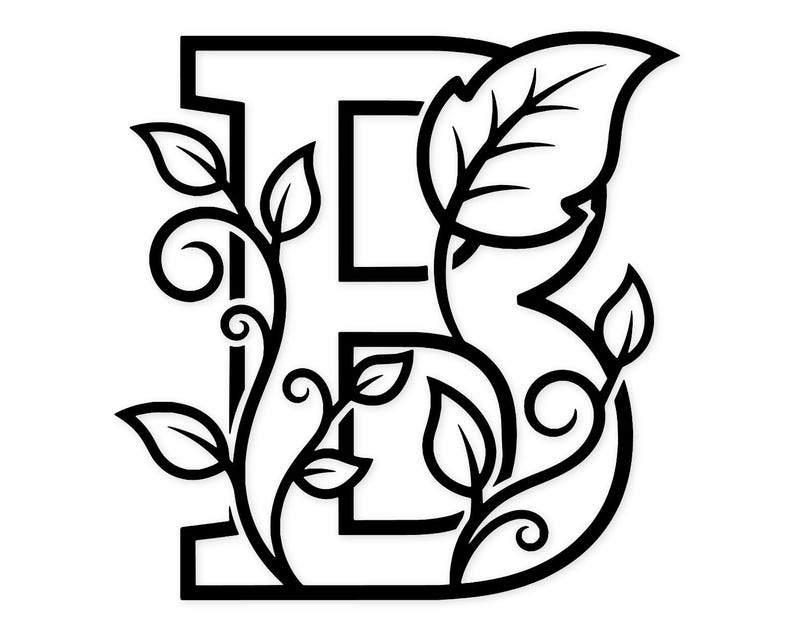 B Monogram Svg Png: Elegant Leaf Design for Personalization - Etsy