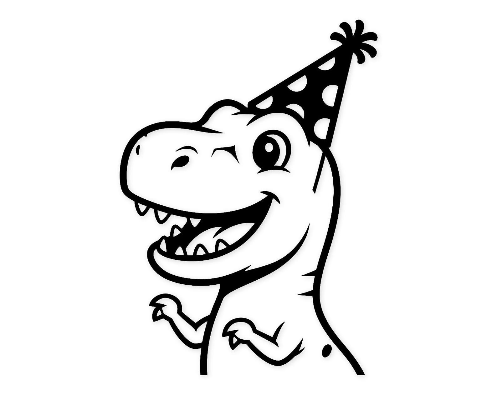 T-Rex met feestmuts Svg png: leuk verjaardagsontwerp voor vieringen ...