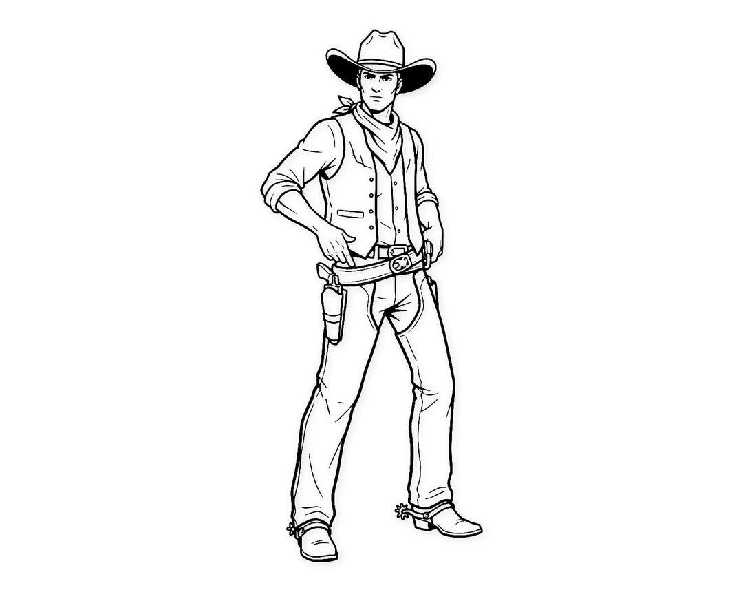 Gunslinger Pose Svg Png: Bold Line Art for Cricut - Etsy