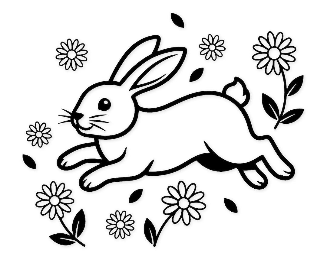 Frolicsome Rabbit Svg Png: Whimsical Leap for Stickers and Wall Art - Etsy