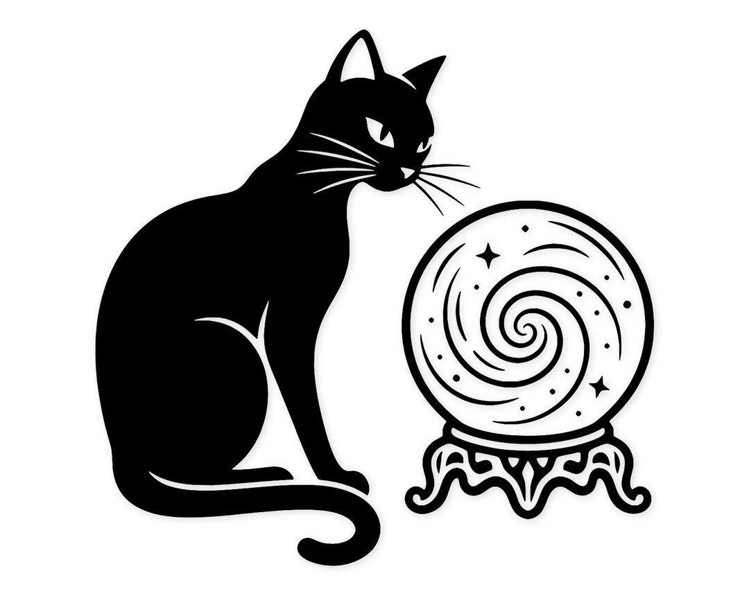Cat and Crystal Ball Svg Png: Cut Ready Digital Design for Cricut ...