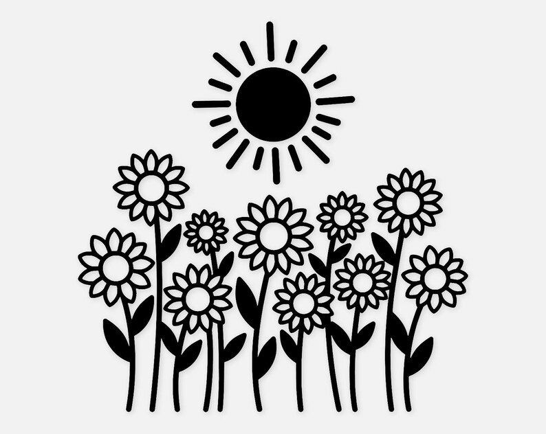 Sunflower Landscape Svg Png: Cut Ready Digital Design for Cricut ...
