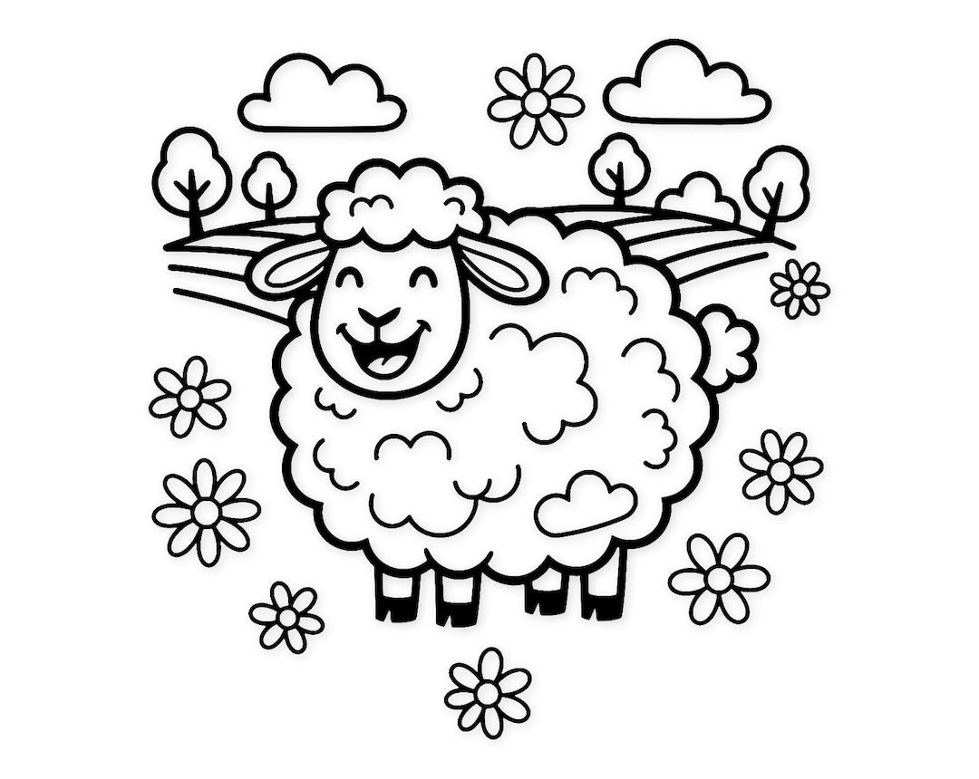 Smiling Sheep Svg Png: Whimsical Cut File for Stickers - Etsy