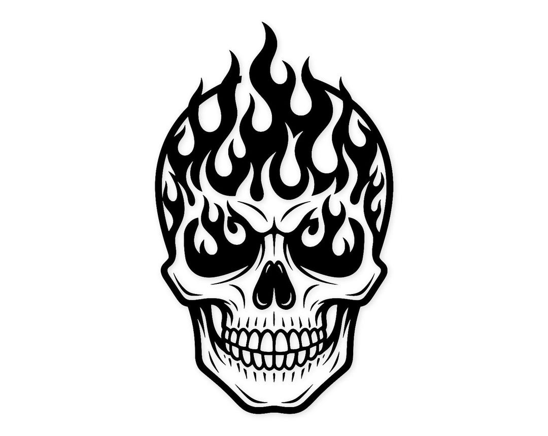 Inferno Skull Svg Png: Bold Black-and-white Design for Cut Files - Etsy