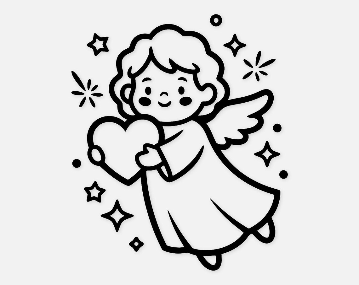 Joyful Angel Scene Svg Png: Cute Whimsical Design for T-shirts - Etsy