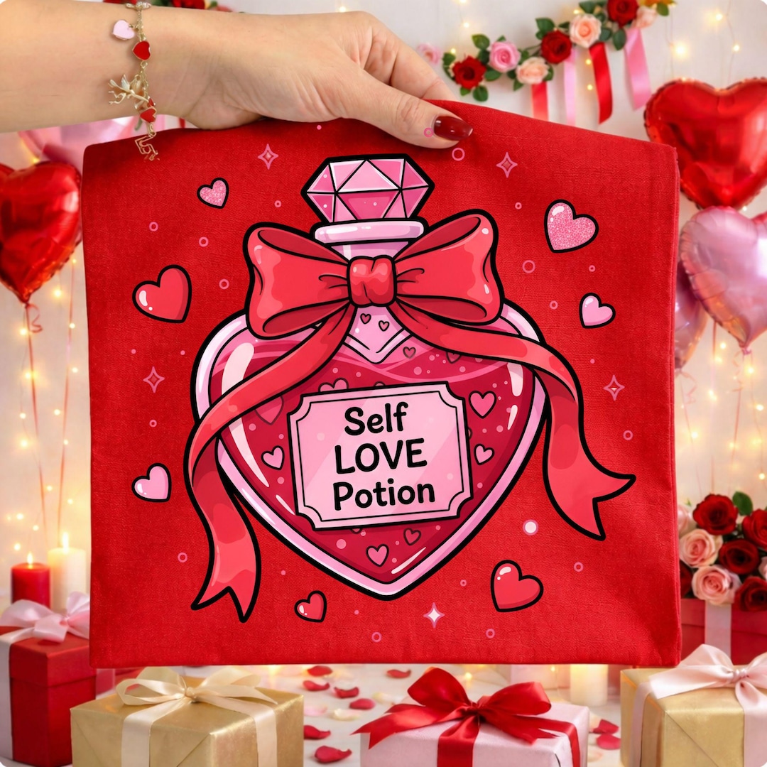 Self Love Potion PNG, Coquette Bow Heart Bottle PNG, Pink Aesthetic ...