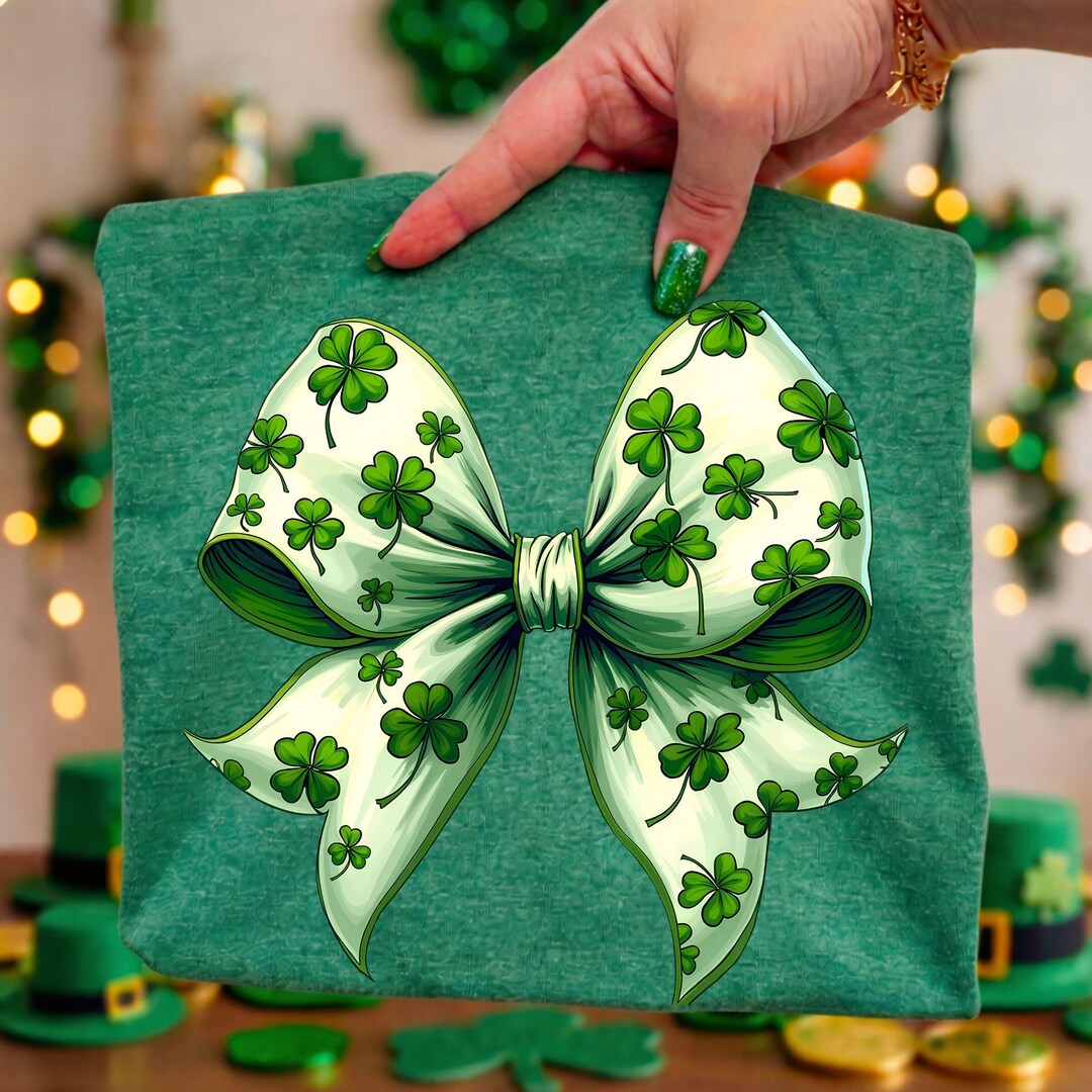 St Patrick Bow PNG, Shamrock Coquette Bow Clipart, Green Lucky ...