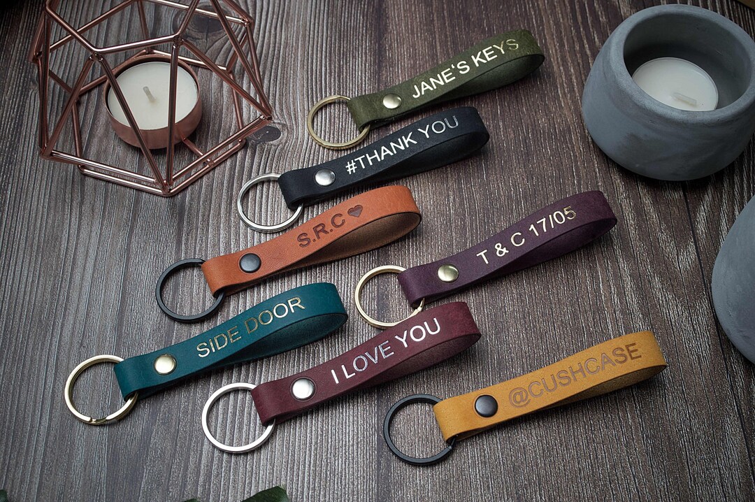 Personalised Keyring Keychain Leather Key Ring Gift for Men and Women ...