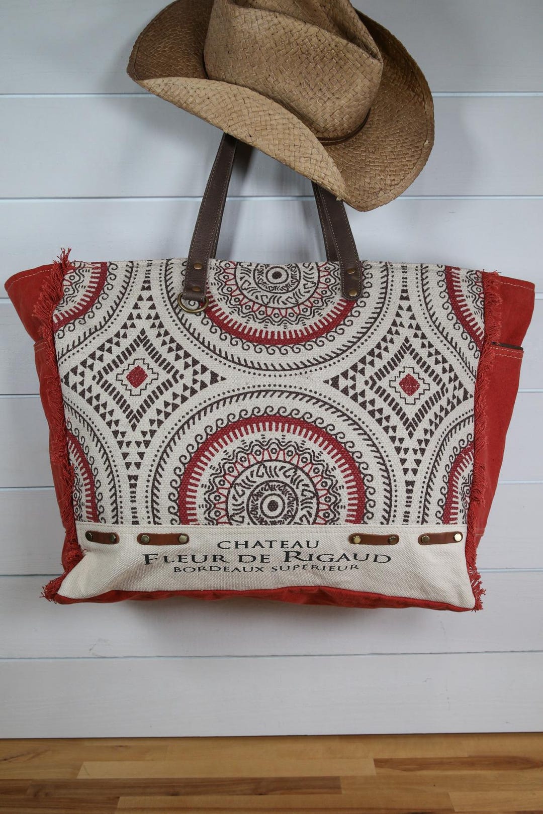 Weekender Bag Vintage Inspired French Overnight Shoulder Bag Large Tote ...