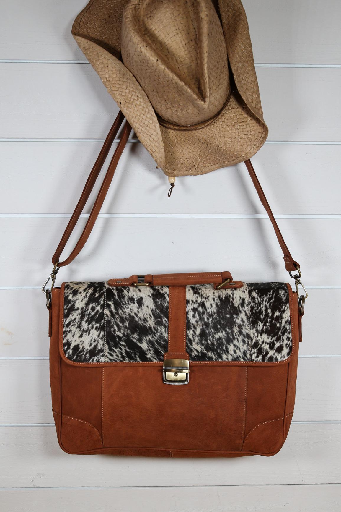Leather Cowhide Laptop Bag Computer Bag With Crossbody Strap in ...