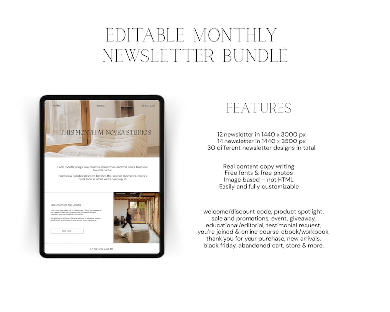 Newsletter Template Canva | Aesthetic Email Template for Creators ...