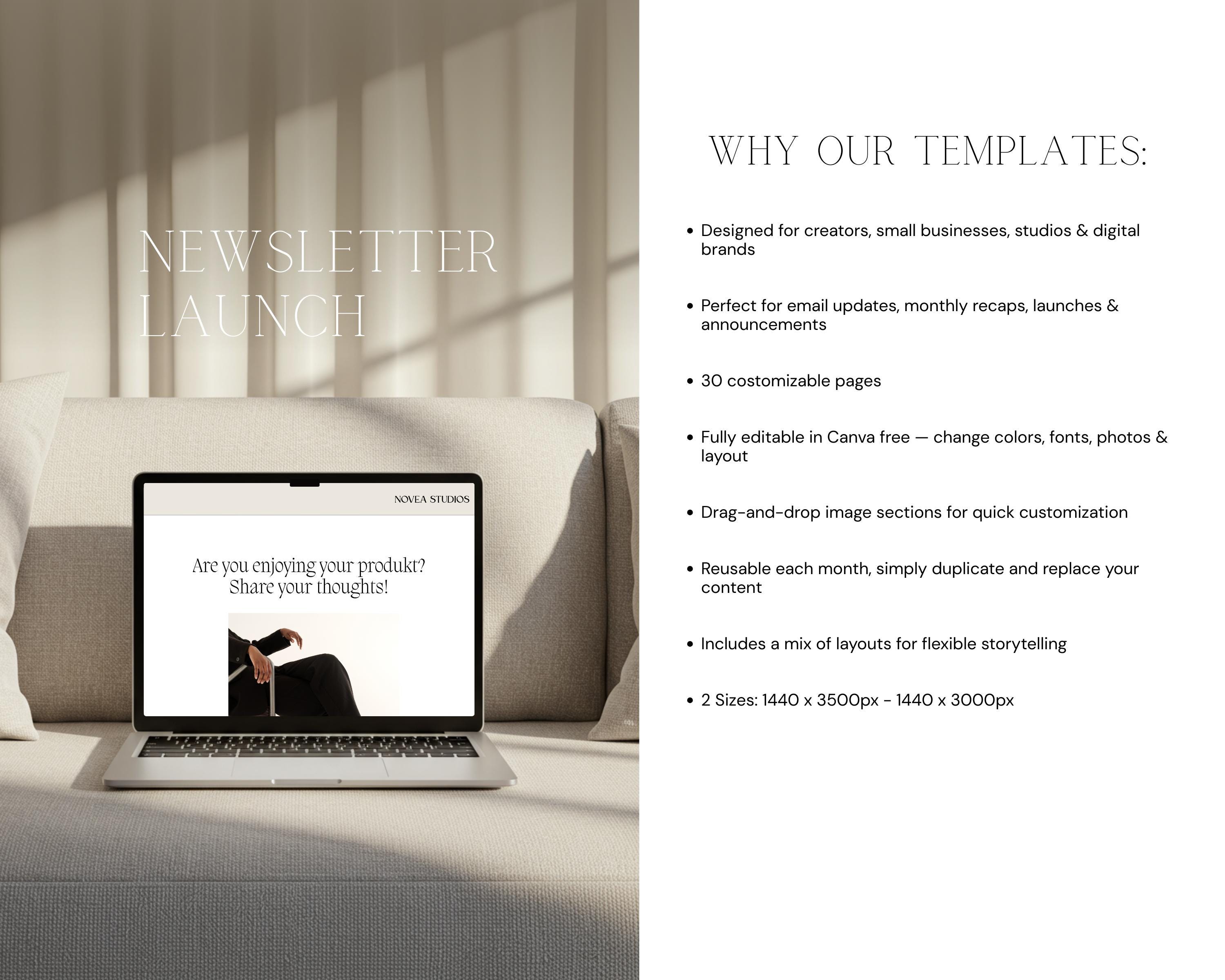 Newsletter Template Canva | Aesthetic Email Template for Creators ...
