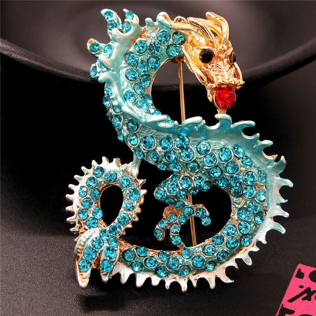 Crystal Aqua Blue S Dragon Key Chain or Purse Charm or - Etsy
