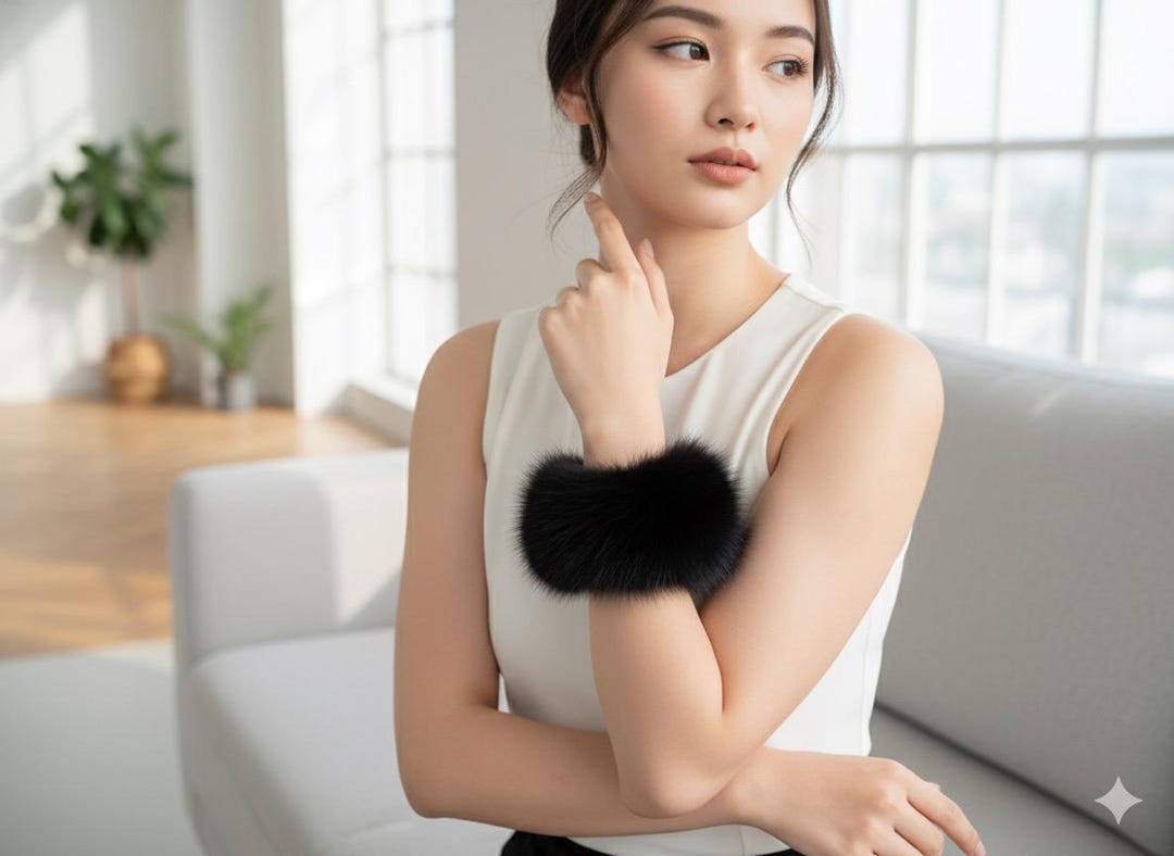 Luxury Genuine Fox Fur Wrist Cuff | Self-closing (snap) & Chic Women's ...