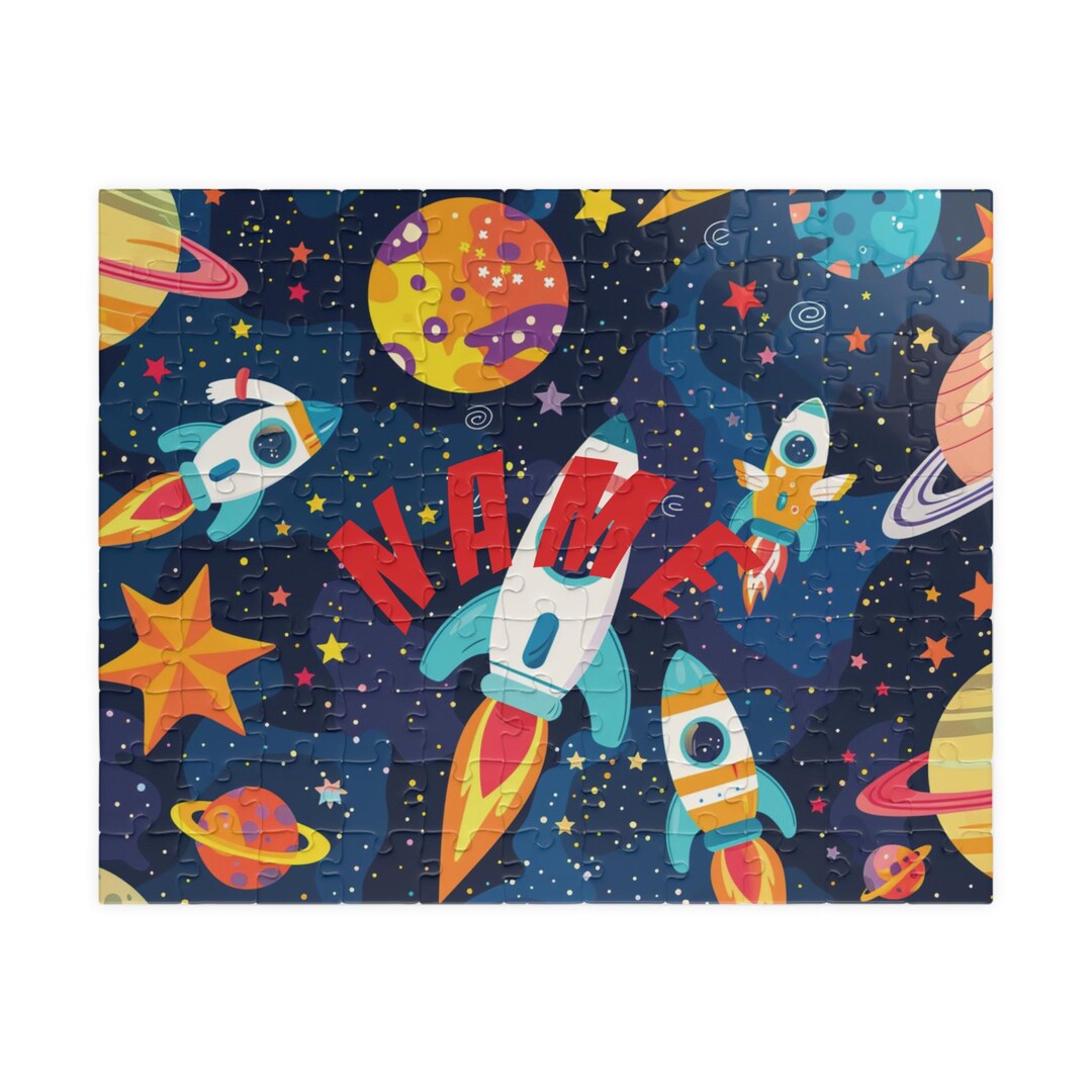 Personalized Space Rocket Ship Puzzle: Custom Name Gift, 110 Pieces - Etsy