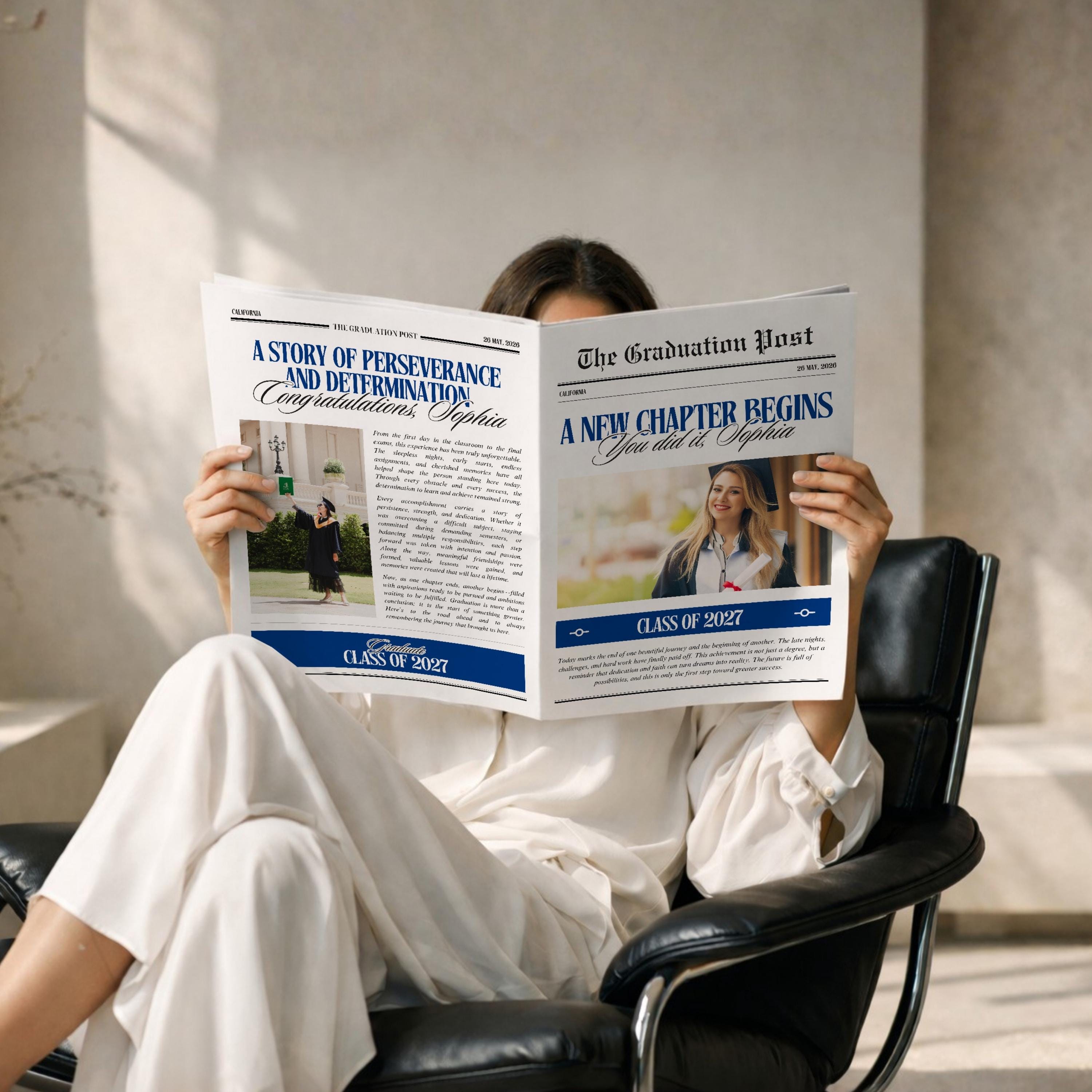 Graduation Newspaper Template | Editable Canva Graduation Announcement ...