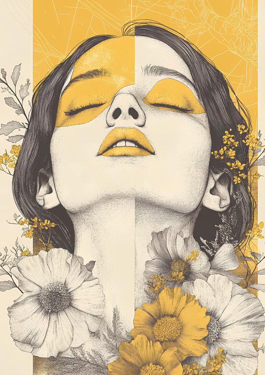 Ethereal Yellow Portrait - Digital Poster for Self-printing, 59.4 × 84. ...