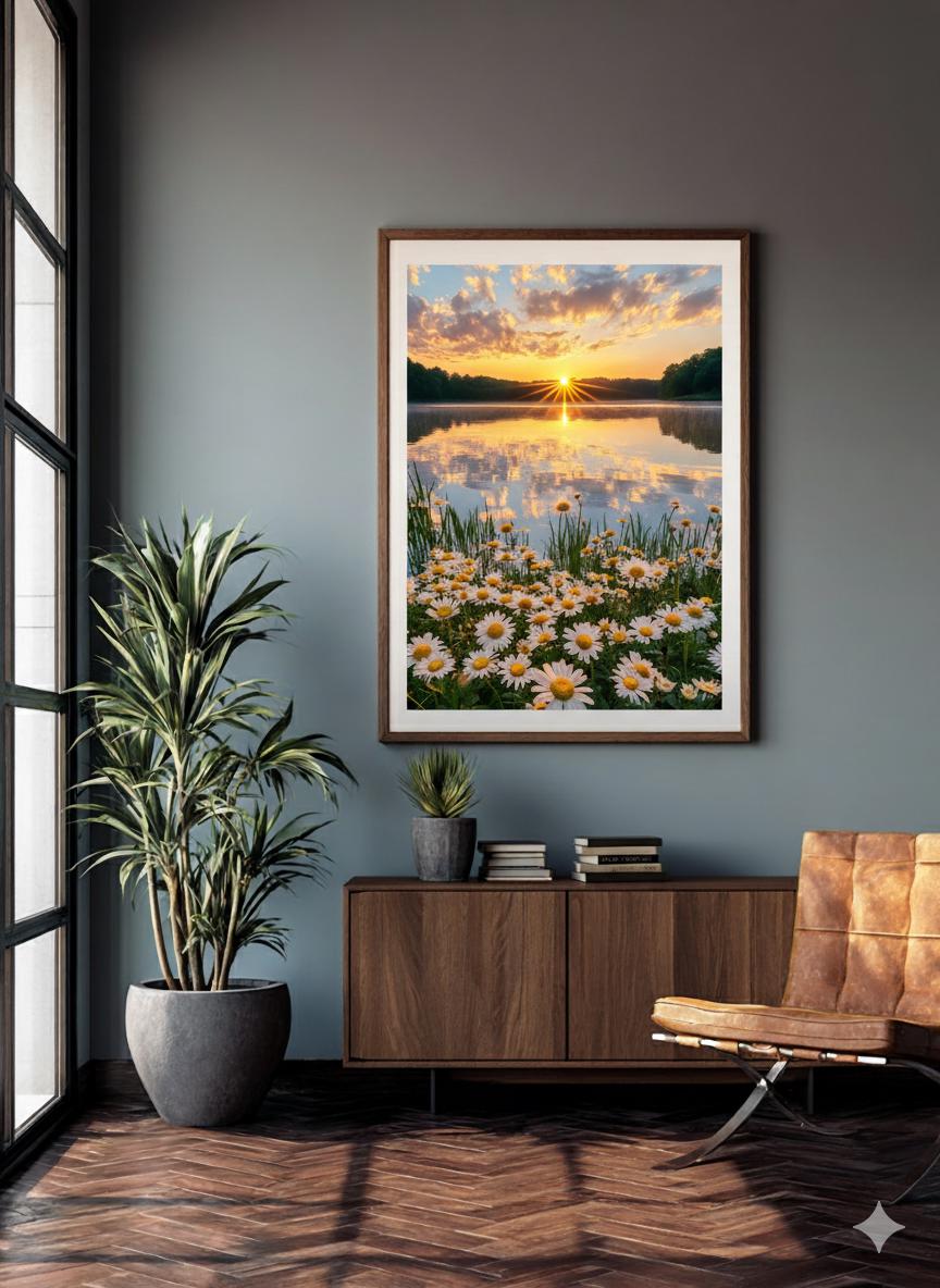 Sunrise Daisy Lake - Digital Poster for Self-printing, 59.4 × 84.1 Cm ...