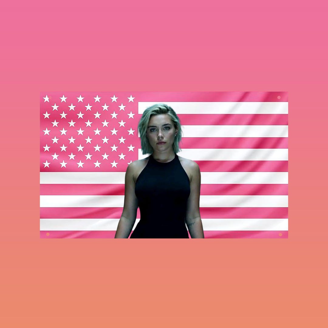 Florence Pugh Yelena Belova Flag, Marvel Black Widow Aesthetic Pink US ...