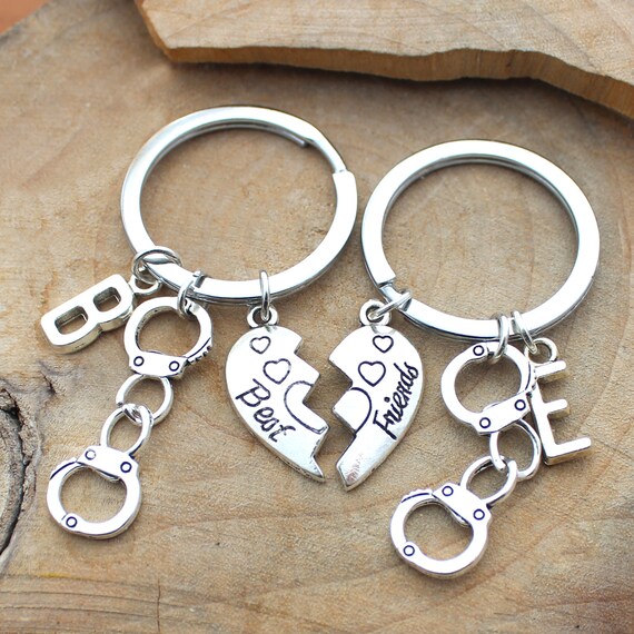 2pcs/set Personalized Initial keychain Best Friends | Etsy