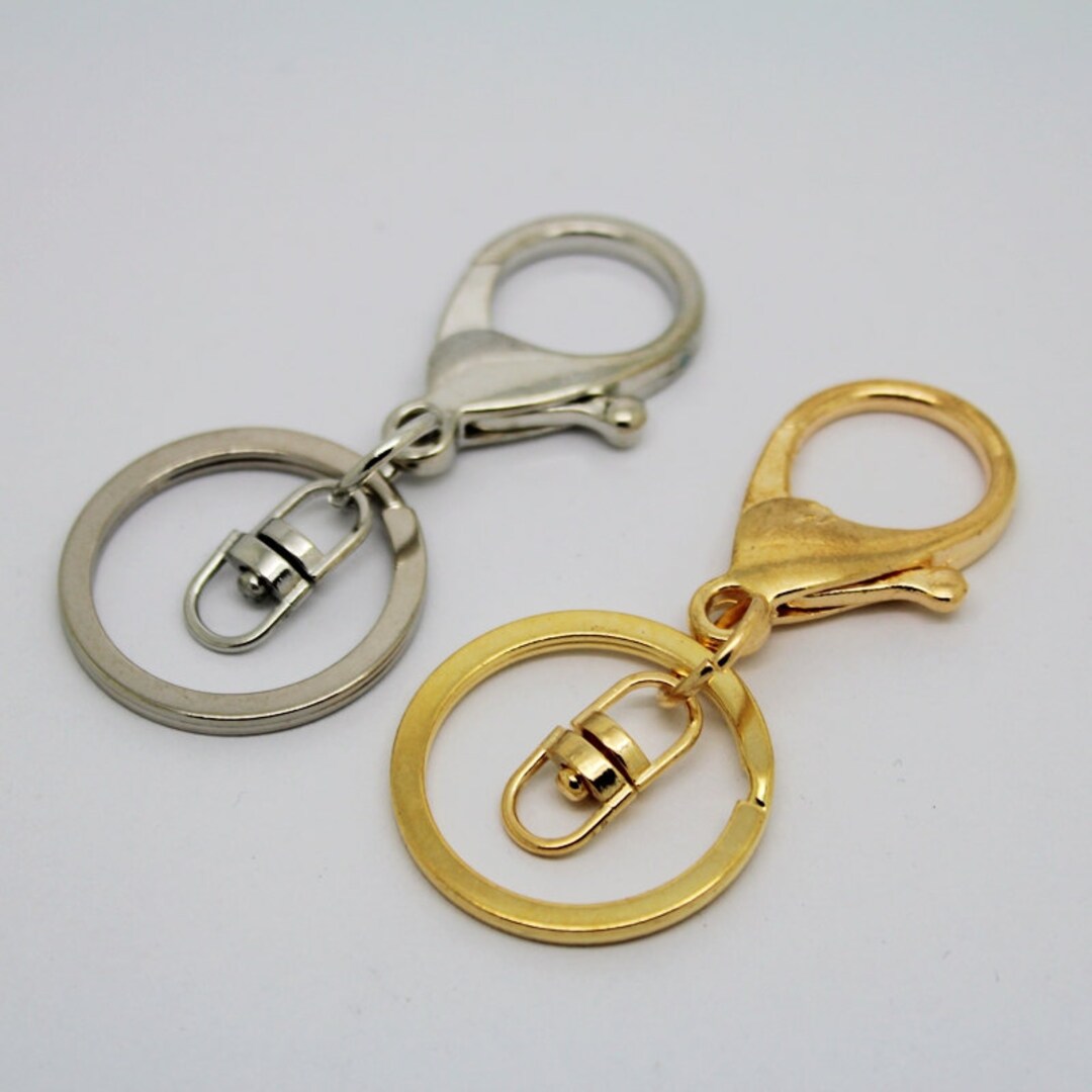 10pcs 30x30mm Antique Bronze Key Ring With Big Lobster Clasp Flat Split ...