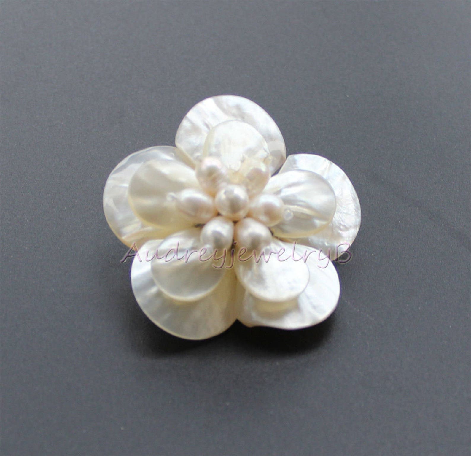 Ivory White Pearl & White Shell Flower Brooch Pearl - Etsy