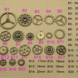 100pcs 11mm-15mm-18mm-20mm-25mm Filigree Gear Charm Pendant Jewelry ...