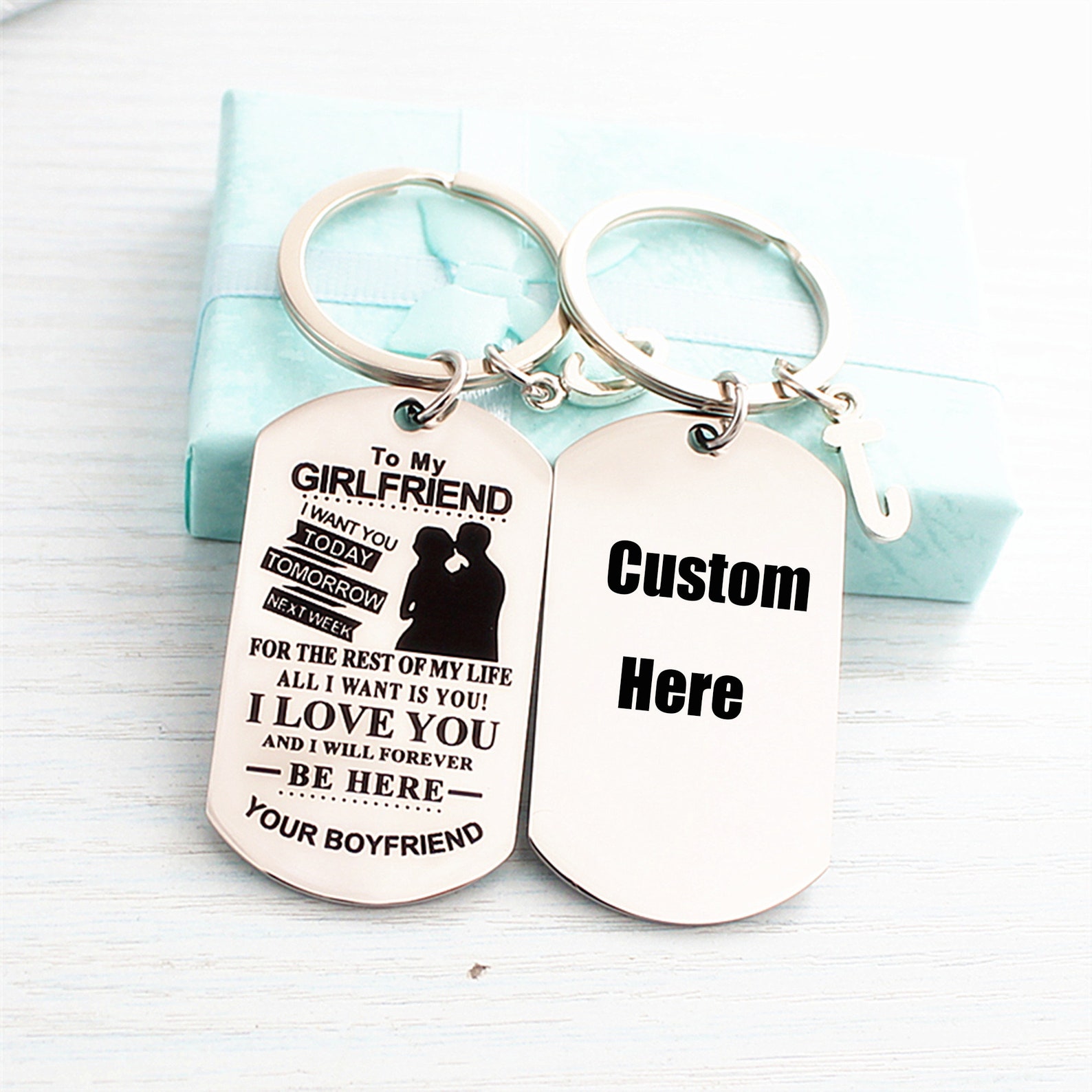 Boyfriend Keychain Gift: Personalized Initial, Anniversary Jewelry ...