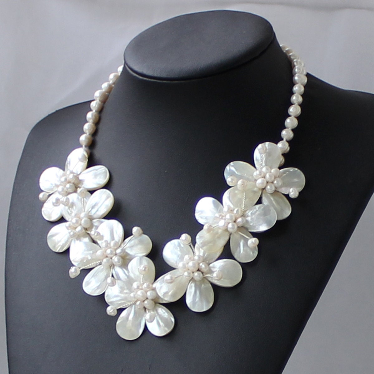 Natural Freshwater Shell Flower Necklace Pearl Necklace Pearl | Etsy