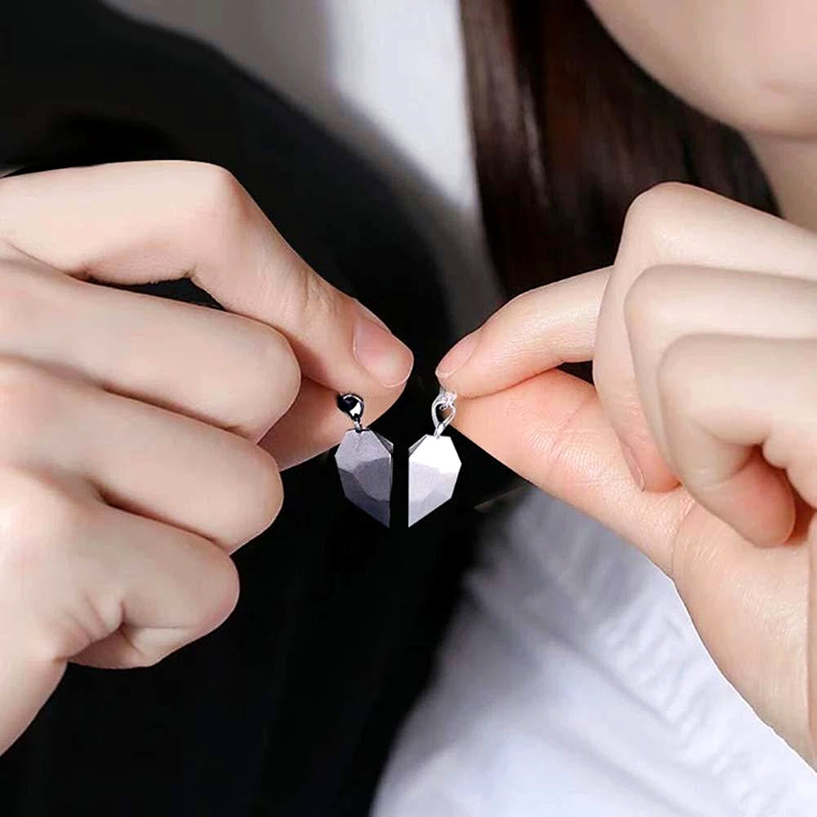 1 Pair Matching Magnet Heart Necklaces for Couples BFF Birthday ...