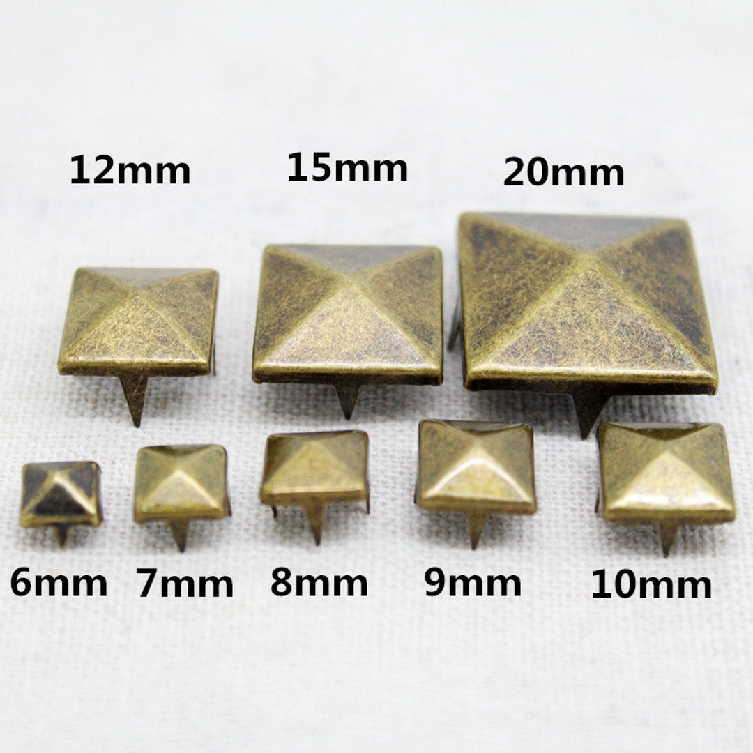 200 Pcs Pyramid Studs Rivets - 8 Size BRONZE Punk Rock DIY Rivet Spike ...