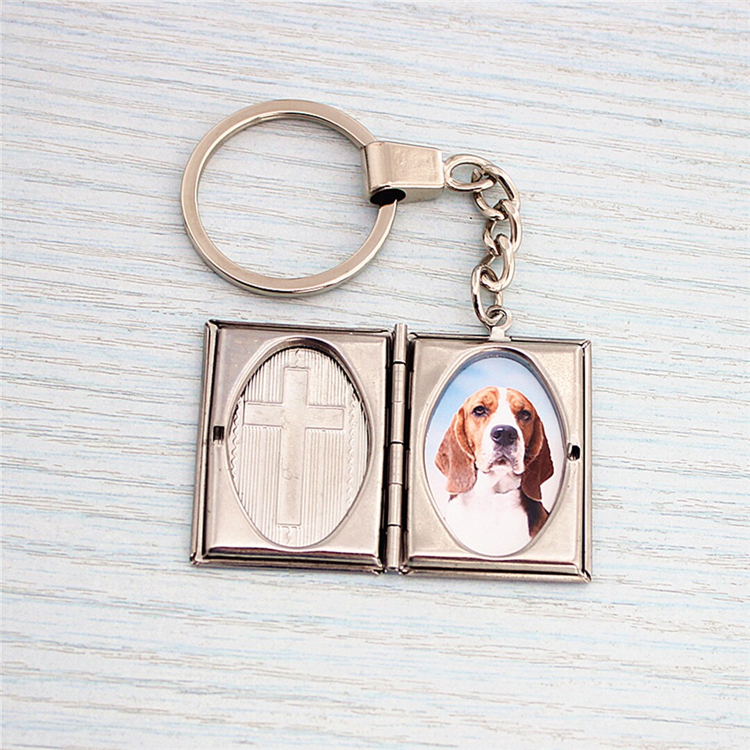 Personalized Photo Locket Keychain: Stainless Steel Cross Charm - Etsy