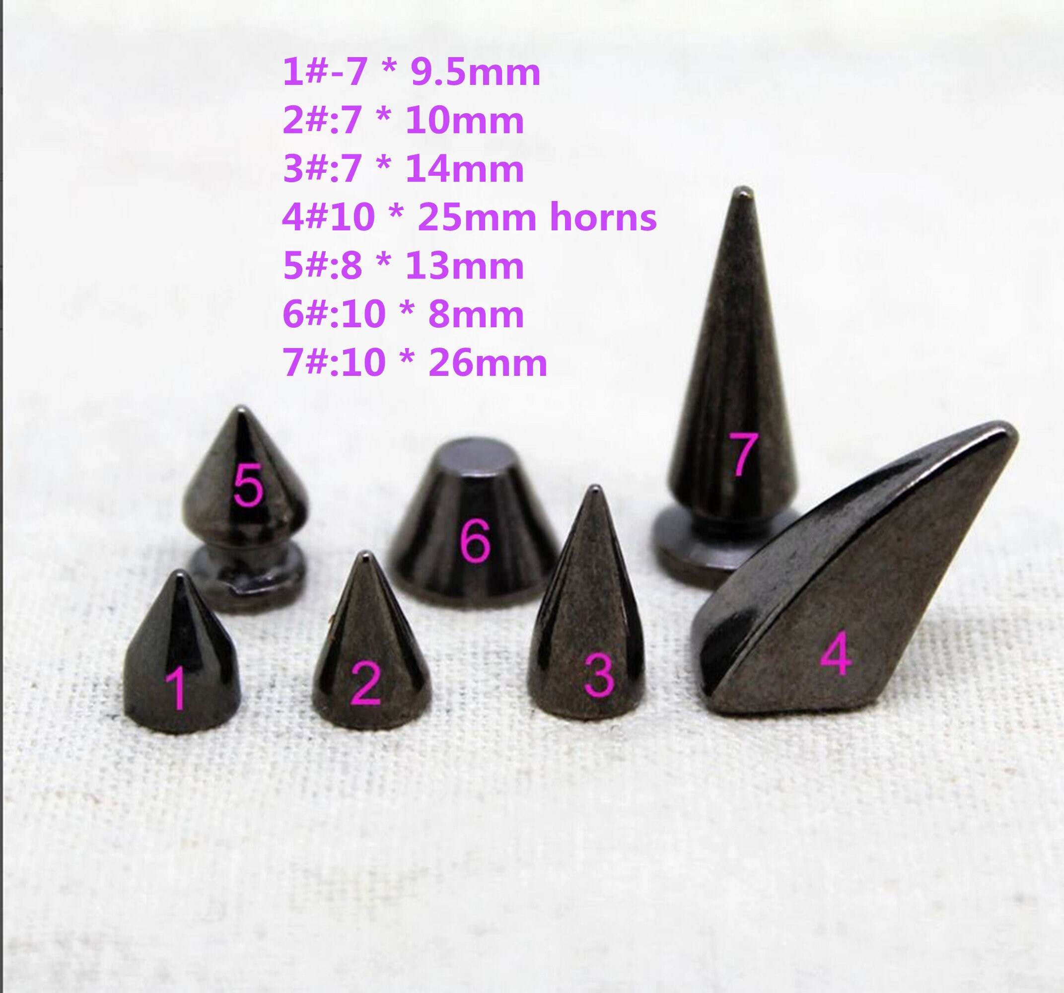 30 Sets Gun Black Punk Rock DIY Rivet Spike Cone Bullet Metal Spikes ...