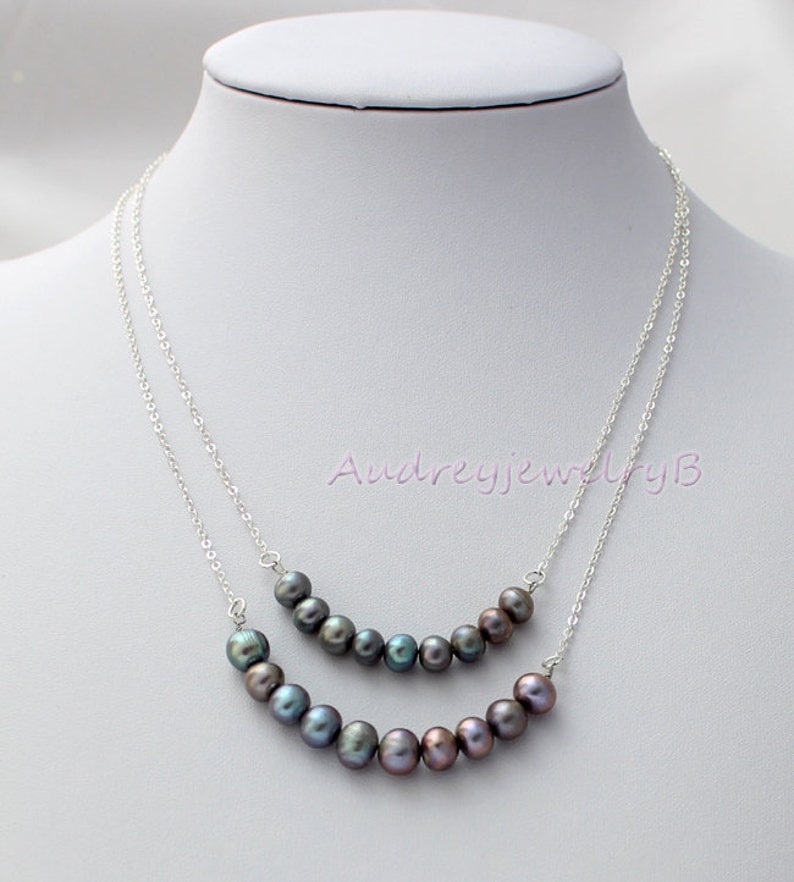 Natural Freshwater Pearl Necklace Simple Pearl Necklace Bib Etsy