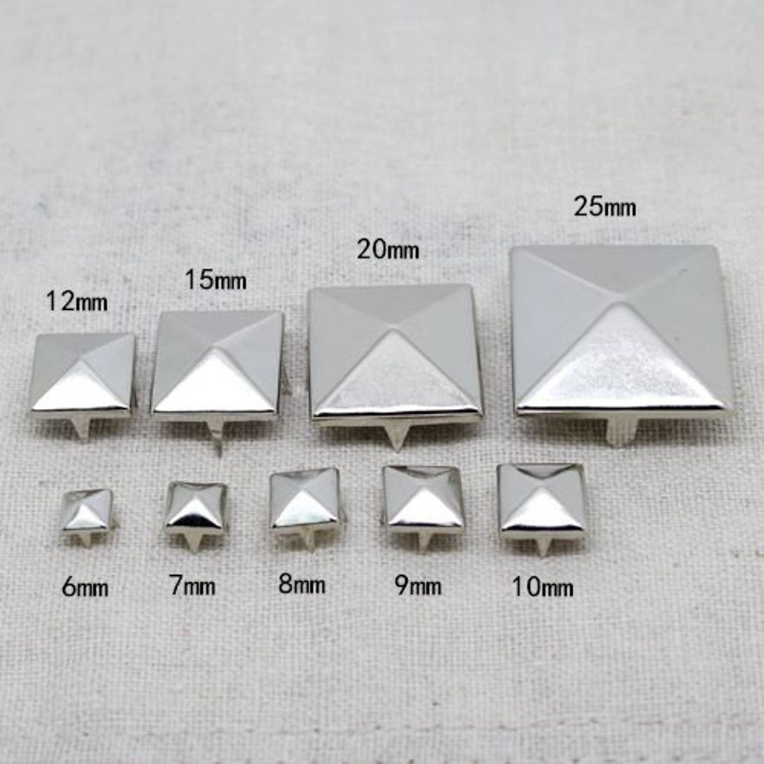 200 Pcs Pyramid Studs Rivets 9 Size Ancient Silver Punk Rock DIY Rivet ...