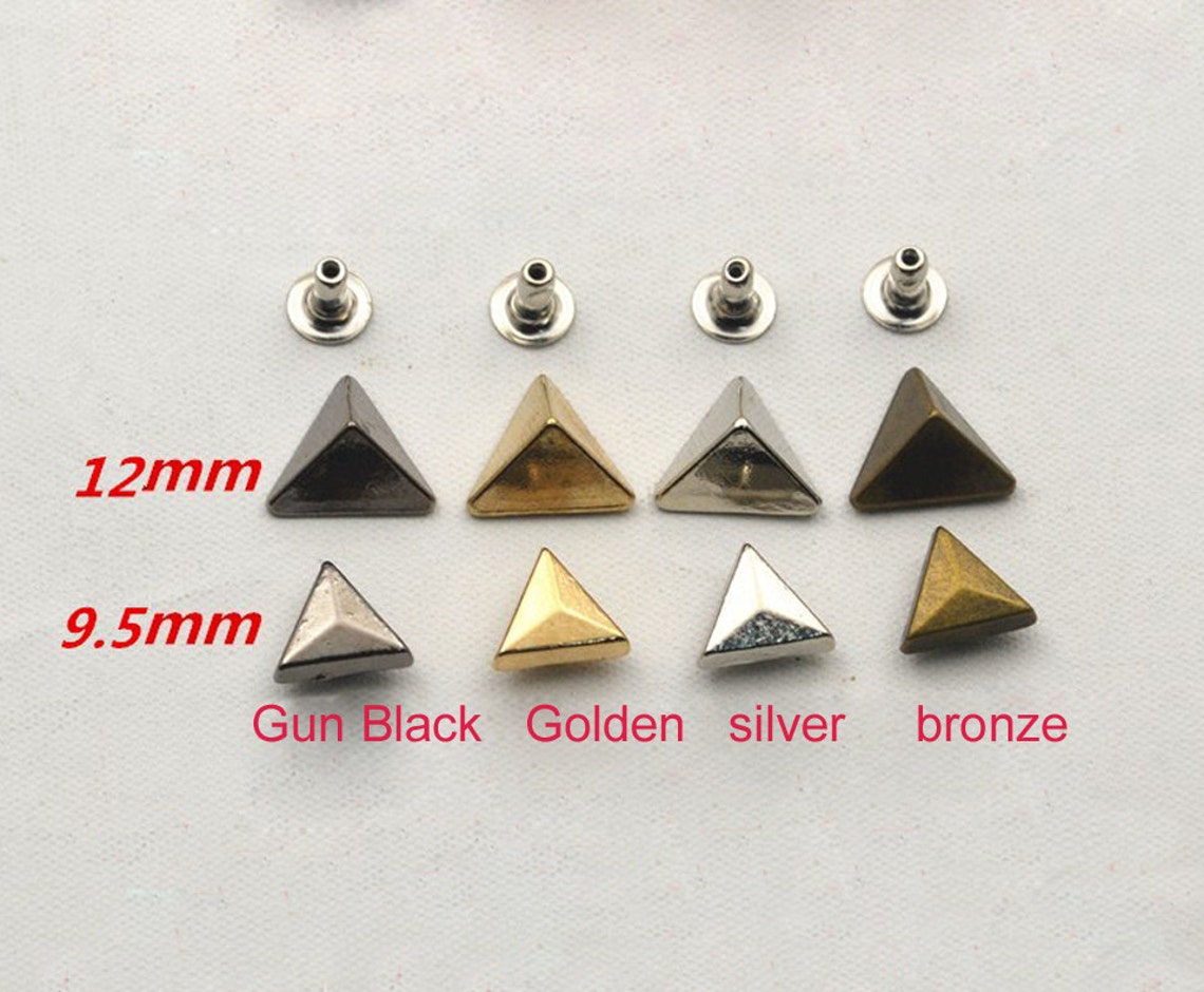 50 Set 9.5-12mm/0.374"-0.472" Punk Triangle Studs Rivets Punk Rock DIY ...