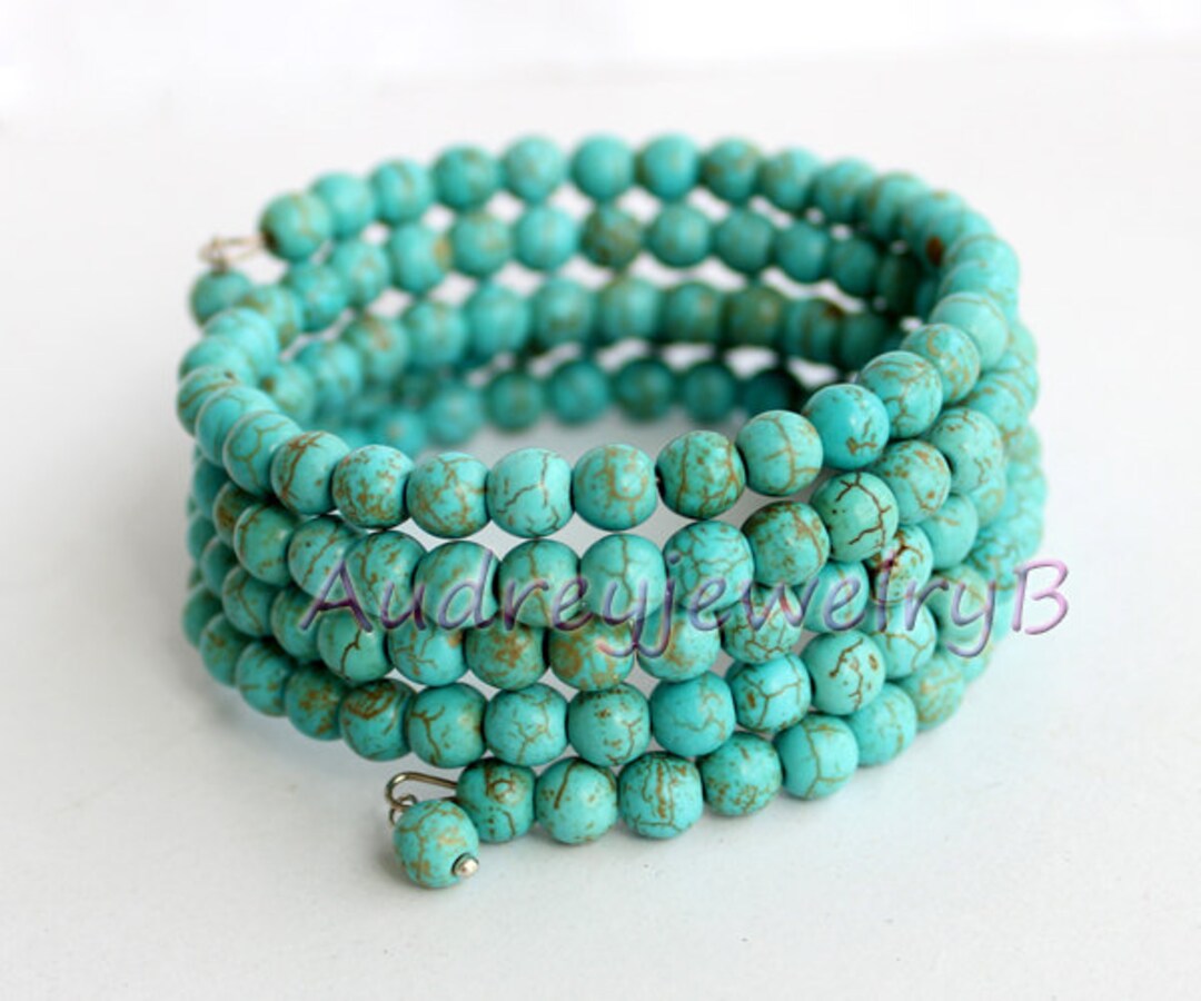 5 Wrap Turquoise Bracelet Turquoise Wrap Bracelet Turquoise Bead ...