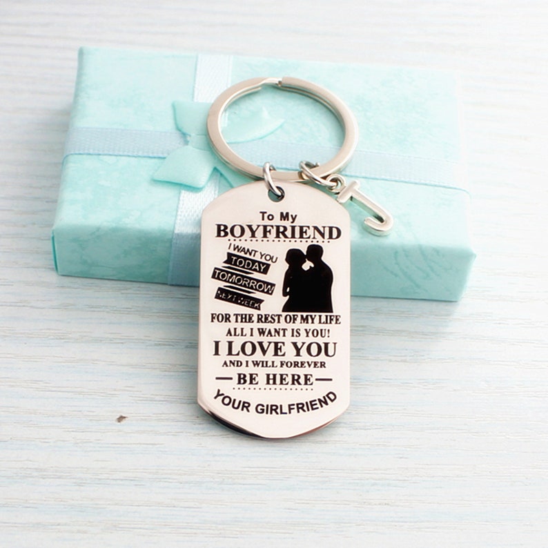 Boyfriend Keychain Gift: Personalized Initial, Anniversary Jewelry ...
