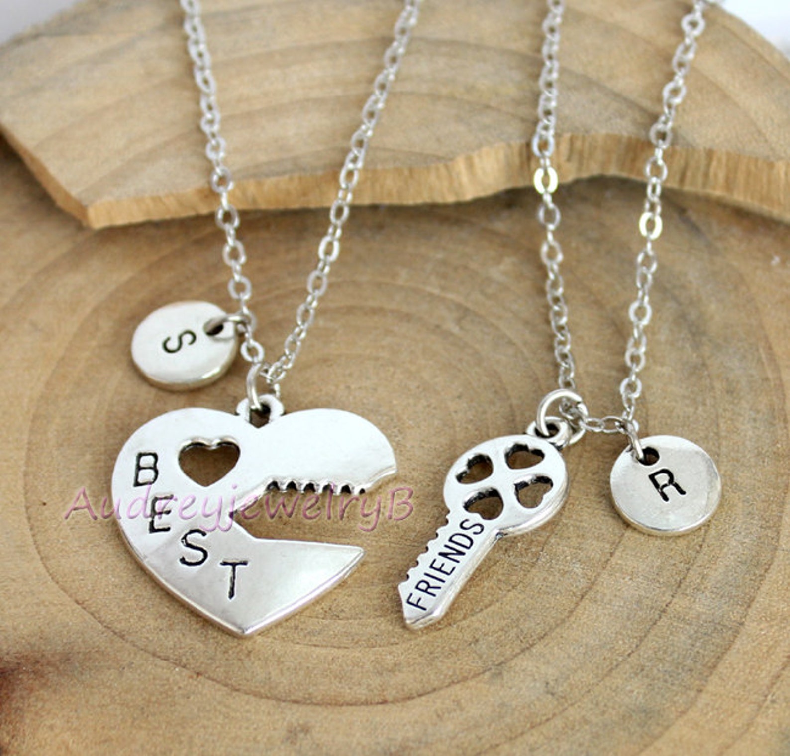 Personalized Initial Necklace Best Friend Heart Necklace Set,boyfriend ...