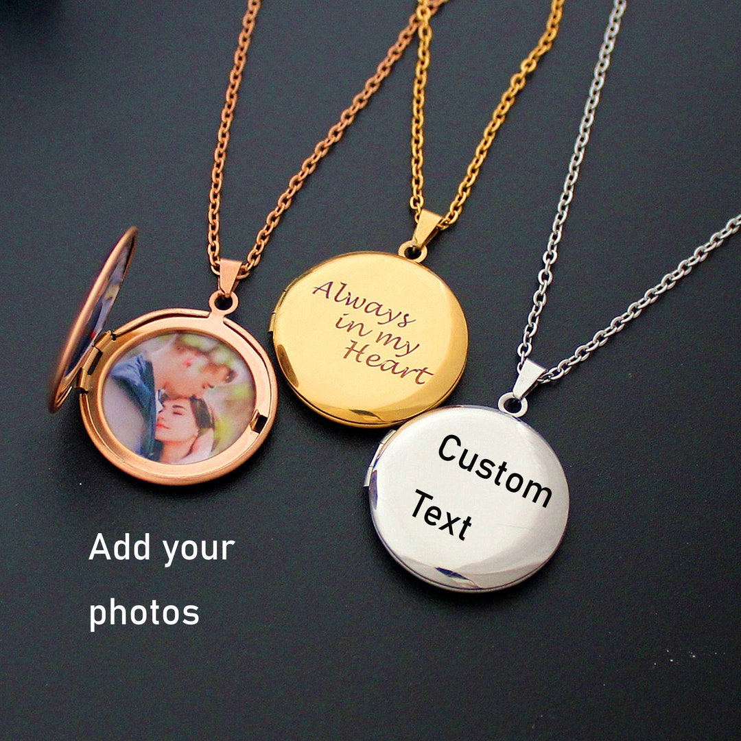 Personalized Image Photo Round Locket Necklace Picture Locket Necklace ...