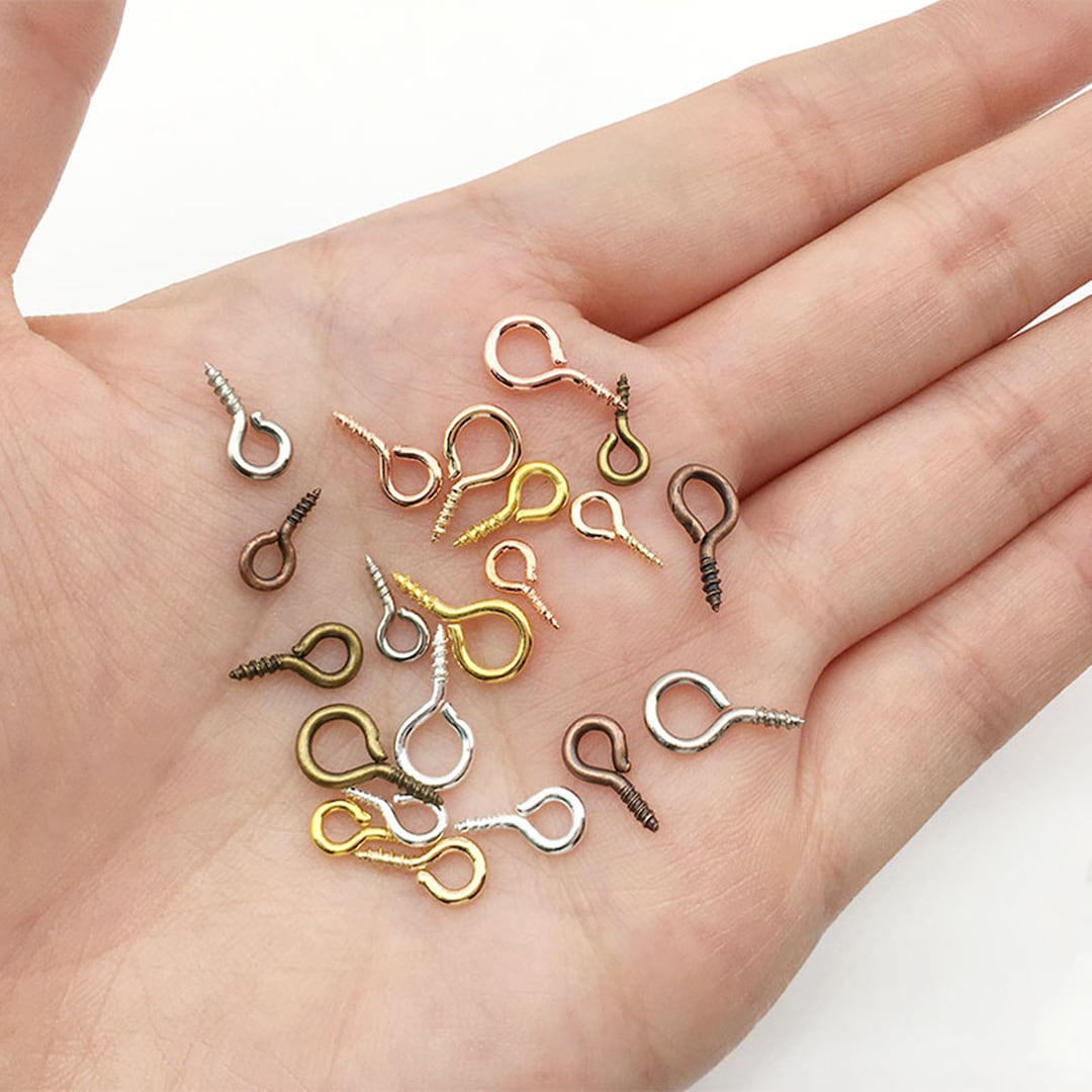 300 Pcs 4/5/6mm Round Rings Finished Screw Eye Hook Eye Hook Pins Eye ...