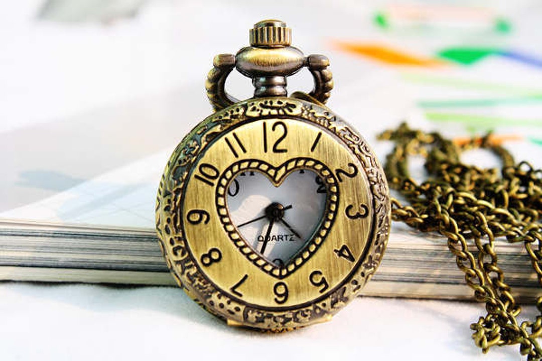 1pcs Ancient Bronze Heart-shaped Watch Charms Pendant With - Etsy