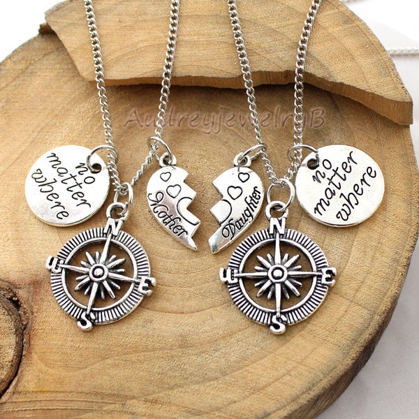 Mother Daughter Compass Necklace - Etsy