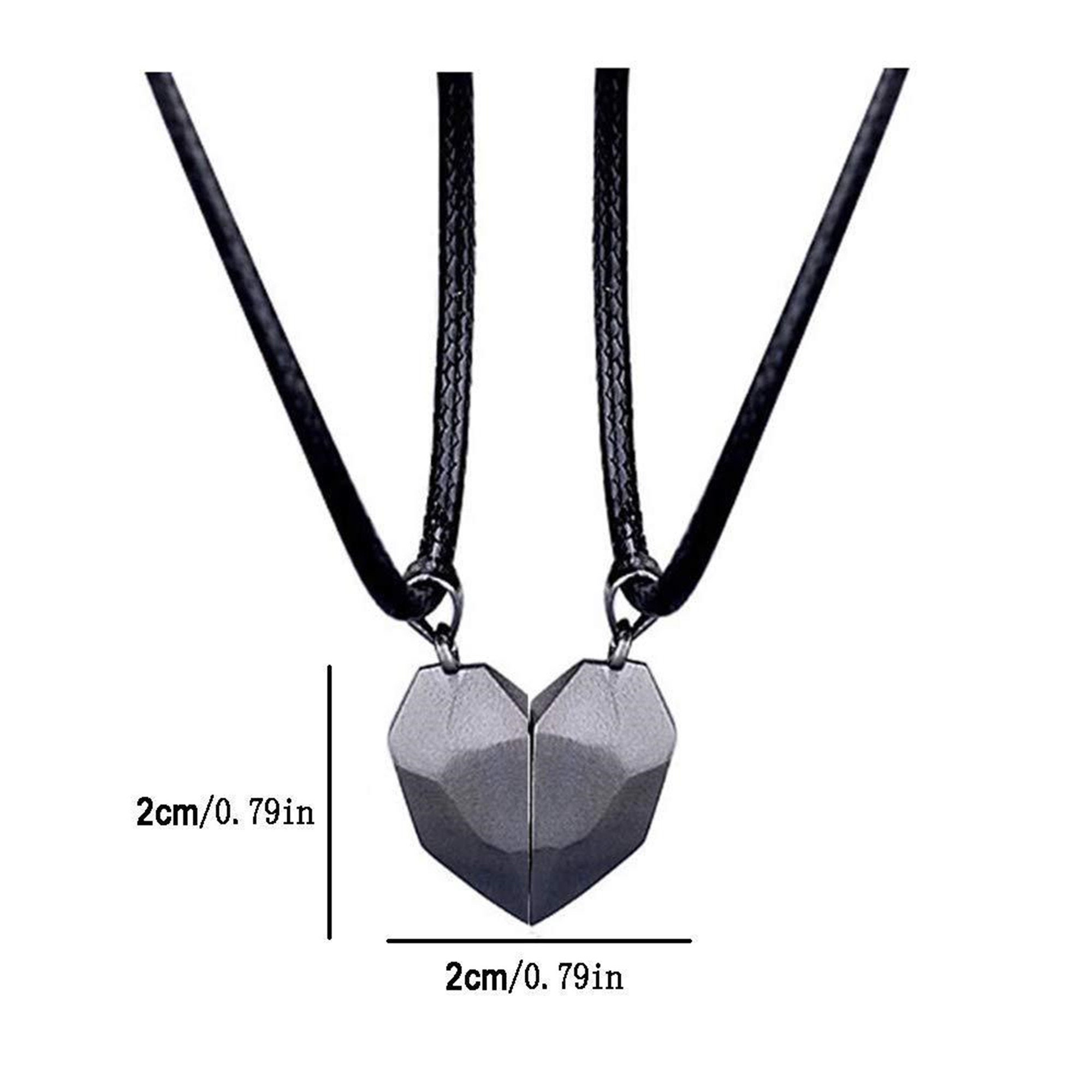 1 Pair Matching Magnet Heart Necklaces for Couples BFF Birthday ...