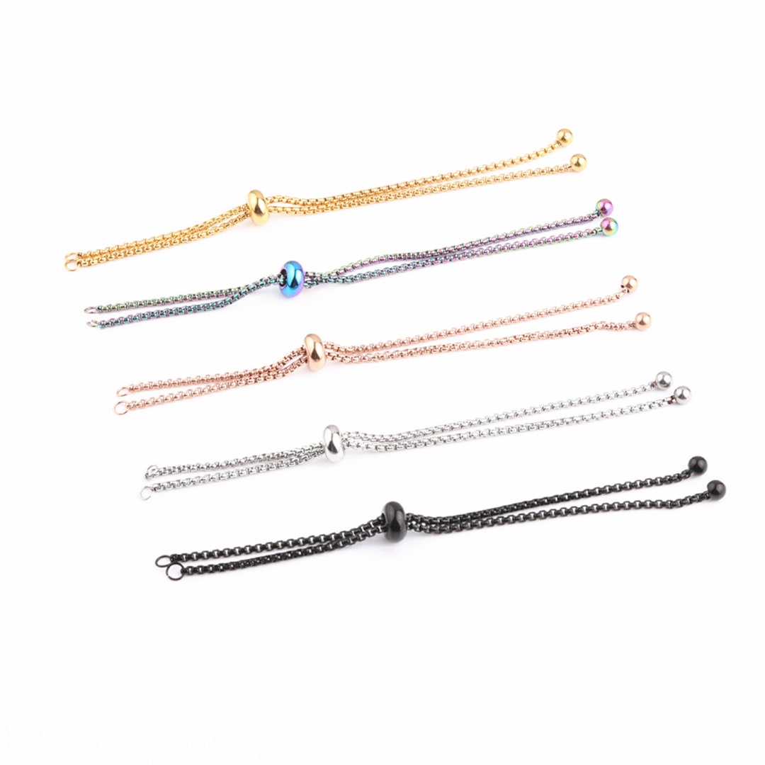 5pcs Stainless Steel Adjustable Box Chain Bracelet Extenders - Etsy