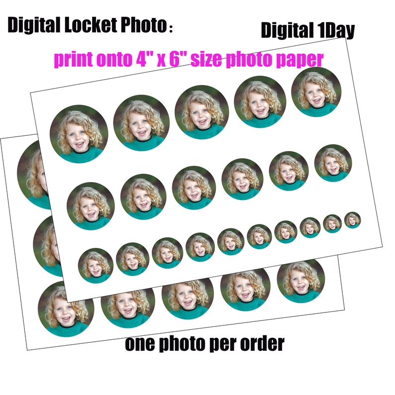 Custom Locket Photo Prints: Multi-size Round Images (digital Download ...