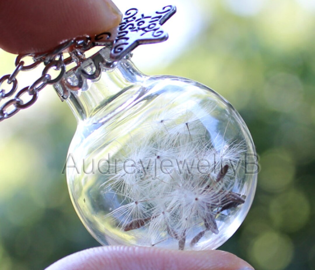 Dandelion Seed Necklace: Make A Wish Pendant (24 Inch Chain) - Etsy