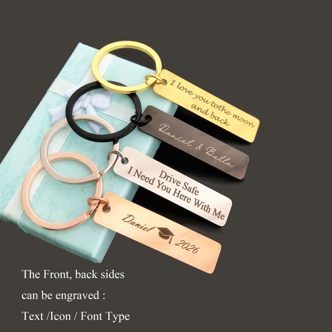 Stainless Keychain Personalized Custom Bar Keychain Engraved Keychain ...