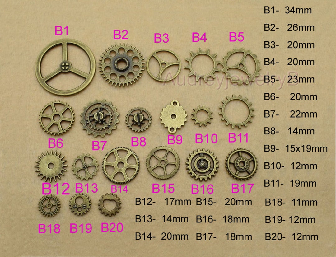 100pcs 11mm-15mm-18mm-20mm-25mm Filigree Gear Charm Pendant Jewelry ...